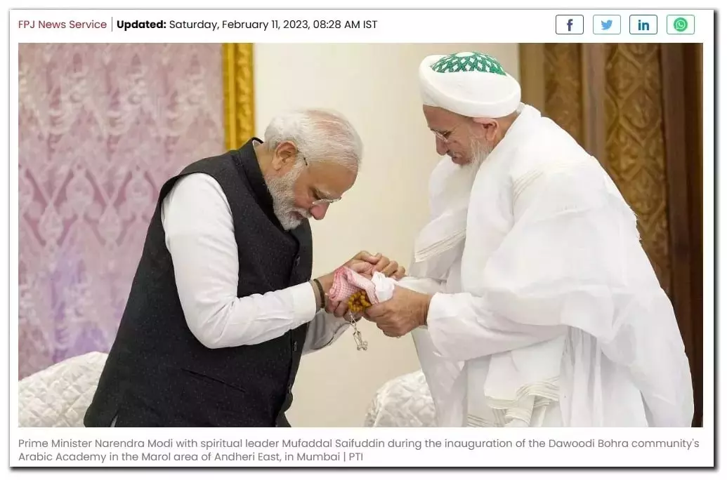 Morphed Images Peddled As PM Modi Wearing Islamic Skull Cap ...