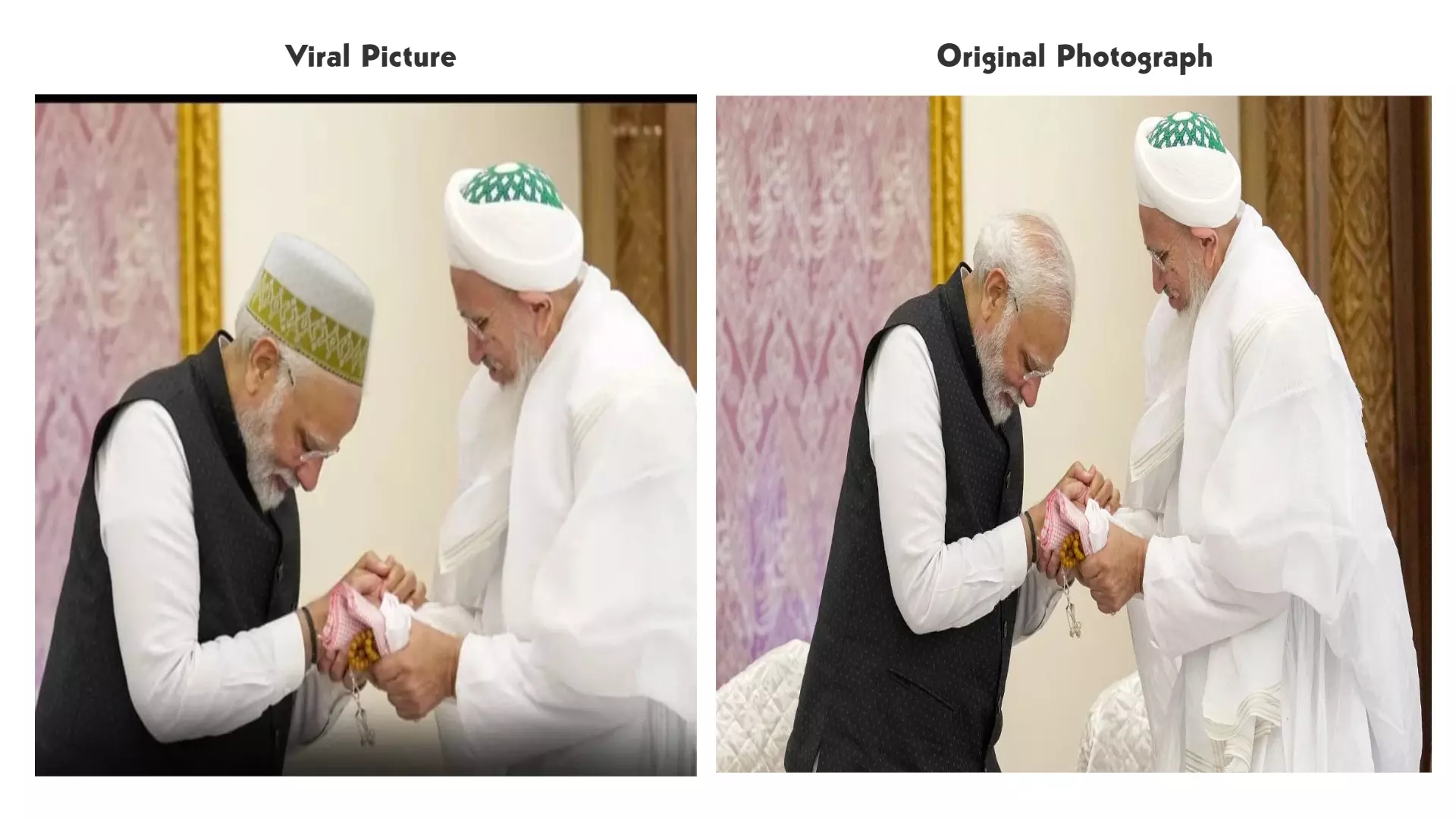 Morphed Images Peddled As PM Modi Wearing Islamic Skull Cap ...